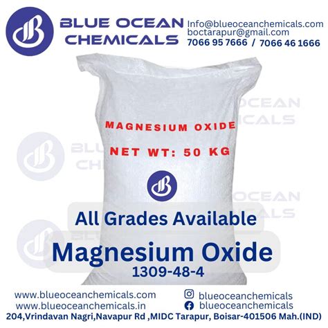 Magnesium Oxide CAS No 1309 48 4 Purity 98 At Best Price In