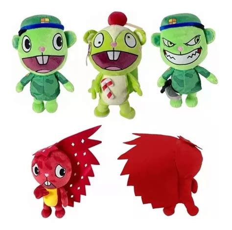 Set 4 Peluches Happy Tree Friends Flaky Nutty Flippy Fliqpy