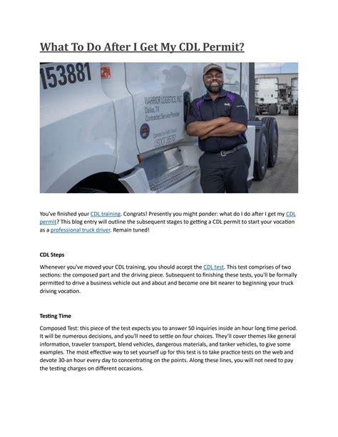What To Do After I Get My Cdl Permit By Warrior Logistics Issuu