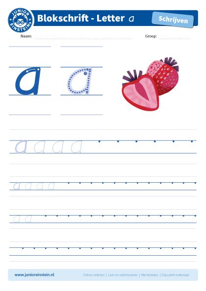 Werkblad Letter A Tussen Schrijflijn Oefening 4