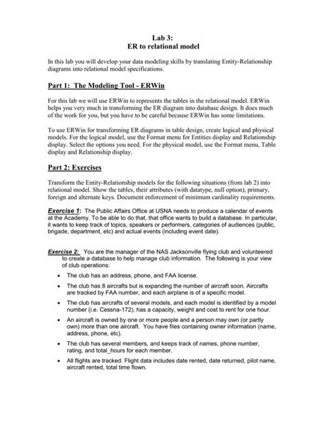 Er To Relational Model Lab Assignment