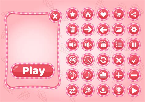 Cute Popup Border Candy And Icon Gui For Game Background Color Pink