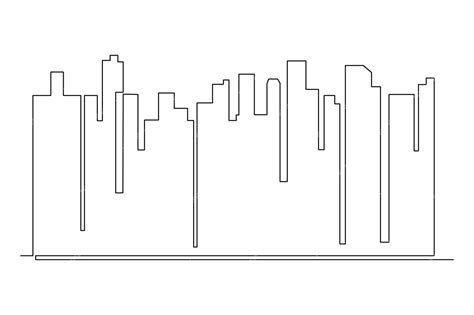 Premium Vector Single One Line Drawing Modern City Skyline City