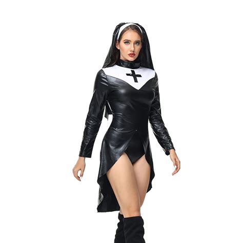 Sexy Nun Cosplay Dress Adult Halloween Party Theatrical Masquerade
