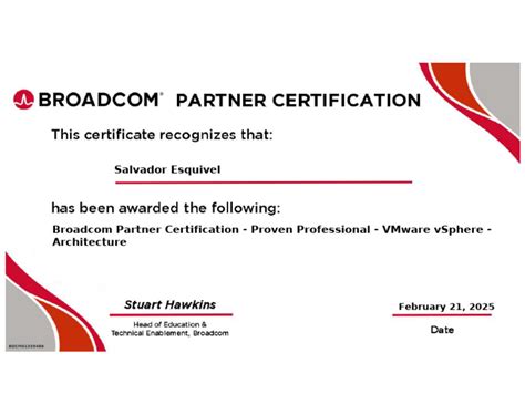 Broadcom Partner Certification Proven Professional Vmware Vsphere Architecture Certificate
