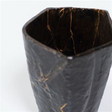Pentagon Kintsugi Cup Tenmoku Black 02 Japanese Pottery Art Millennium Gallery Jp