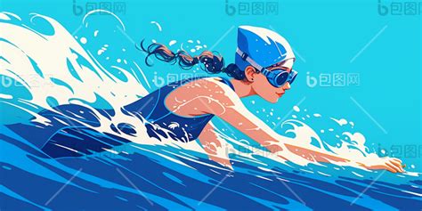 女孩游泳高清图片下载 包图网