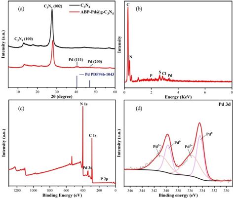 A Xrd Patterns Of C3n4 And Dpa Pd G C3n4 B Edx Analysis Of Download Scientific Diagram