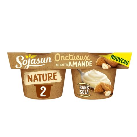 SOJASUN Dessert végétal sans soja au lait d amande nature 2x125g pas