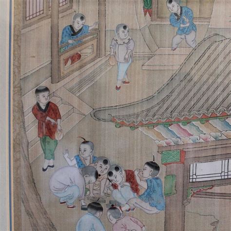 Pair Of Framed Hand Painted Chinese Palace Scenes On Textile Hand Painted Wallpaper Textiles