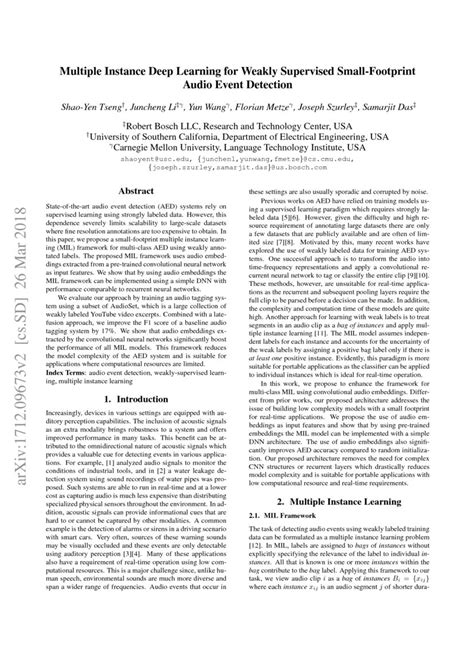 Multiple Instance Deep Learning For Weakly Supervised Small Footprint