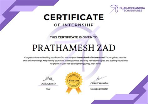 Internshipcompletion Gratitude Newopportunities Prathamesh Z