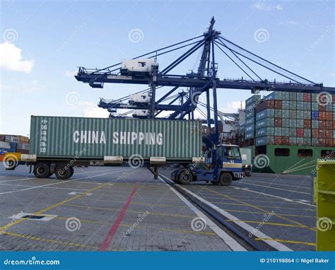 Port Of Felixstowe Cranes Loading Containers Onto Msc Aurora Container