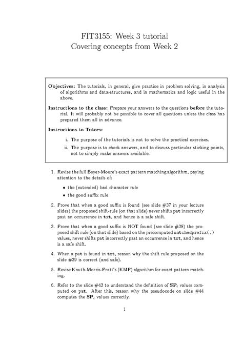 Tute3 Fit3155 Week 3 Tutorial Covering Concepts From Week 2