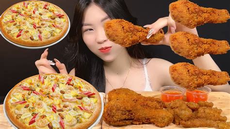 Asmr 먹방 바삭한 치킨 해산물 피자 춘권🍗🍕 만족스러운 먹는 소리 Youtube