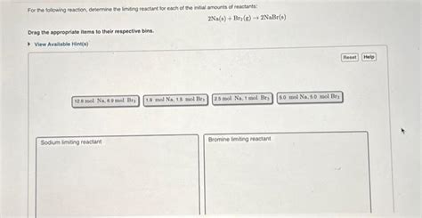 Solved For The Following Reaction Determine The Limiting Chegg