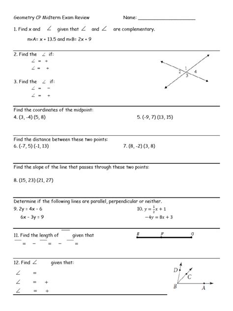 Geometry Cp Midterm Exam Review Pdf Area Euclidean Geometry