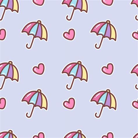 Premium Vector A Seamless Pattern With Hearts And Umbrellas