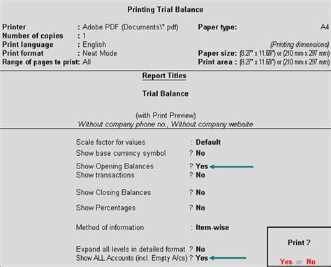 View Print Export Opening Balances Of All The Ledgers