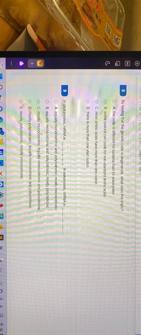 Solved 8 ﻿by Saying That The Genetic Code Is Degenerate