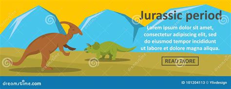 Jurassic Period Banner Horizontal Concept Stock Vector Illustration