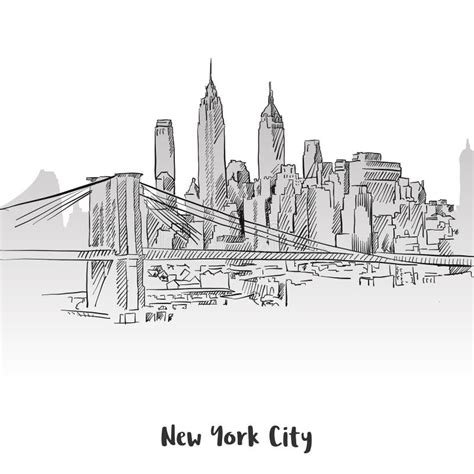 New York City Skyline Sketch Editorial Image Illustration Of Drawn