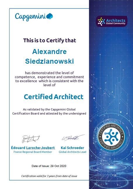 Alexandre S On Linkedin Et Ma Certification Capgemini Achitect Level1