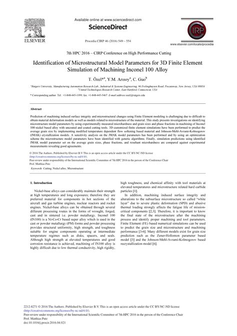Pdf Identification Of Microstructural Model Parameters For 3d Finite