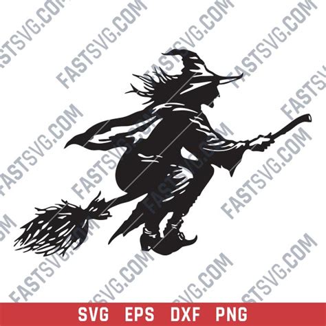 Halloween Witch Flying Vector Design File Svg Dxf Eps Png Fastsvg
