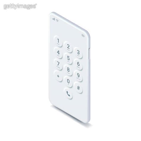 White Isometric Smartphone Mock Up Dial Screen On Mobile Phone