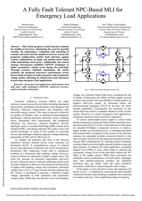 Pdf A Fully Fault Tolerant Npc Based Mli For Emergency Load Applications
