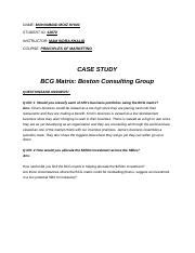 BCG MATRIX MOIZ Docx NAME MUHAMMAD MOIZ KHAN Babe ID 12870 INSTRUCTOR MAM SIDRA KHALID