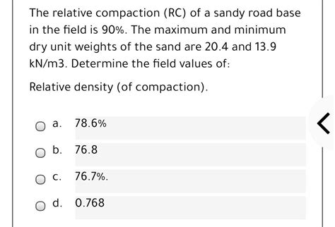 answered the relative compaction rc of a sandy… bartleby