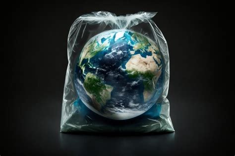 Planeta terra em um saco plástico conceito ambiental gerar ai Foto Premium