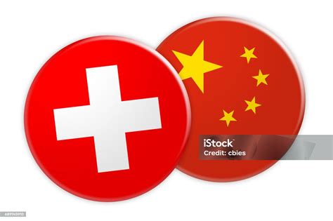 ニュース概念 スイス連邦共和国旗に中国フラグ ボタン白い背景の 3 D 図 3dのベクターアート素材や画像を多数ご用意 3d