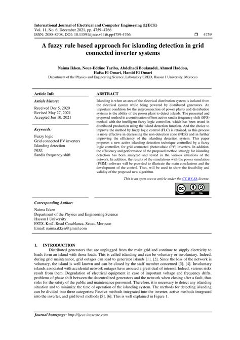 Pdf A Fuzzy Rule Based Approach For Islanding Detection In Grid