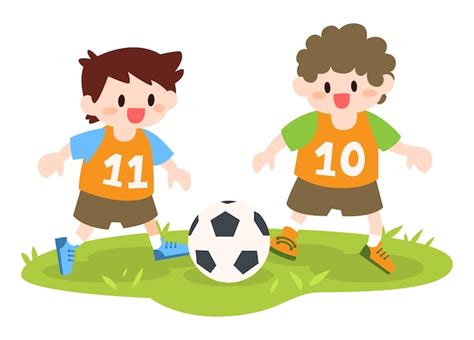 어린이 축구 그림 프리미엄 벡터