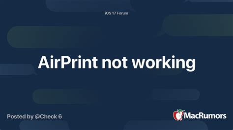 Airprint Not Working Macrumors Forums