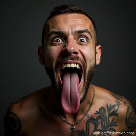 Man With A Long Tongue Stable Diffusion Online