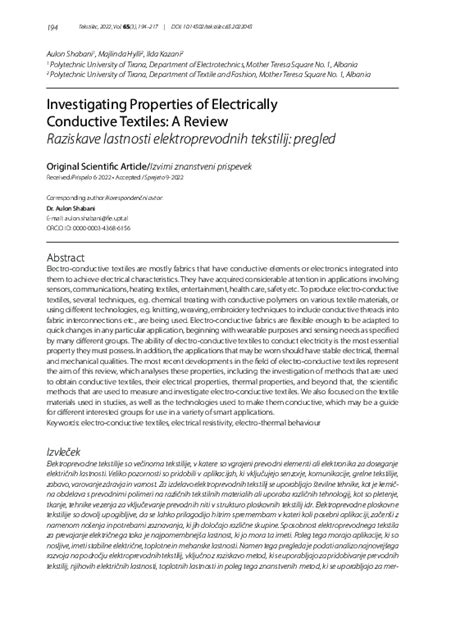 Pdf Investigating Properties Of Electrically Conductive Textiles A