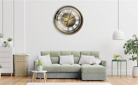 TOKTEKK Moving Gears Wall Clock 53 5cm Large Wall Clock Modern Metal