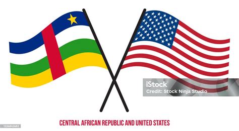 중앙 아프리카 공화국과 미국 국기 교차 하 고 플랫 스타일을 흔들고 공식 비율 Friends Of The Earth에 대한 스톡 벡터 아트 및 기타 이미지 Friends
