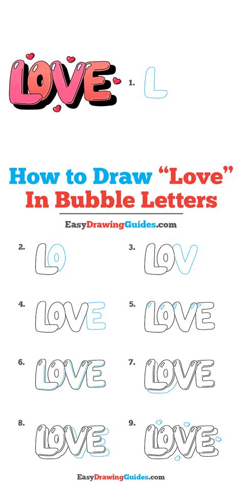 How To Draw Love In Bubble Letters Really Easy Drawing Tutorial