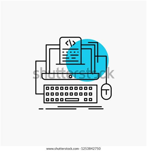 code coding computer monoblock screen line stock vector royalty free