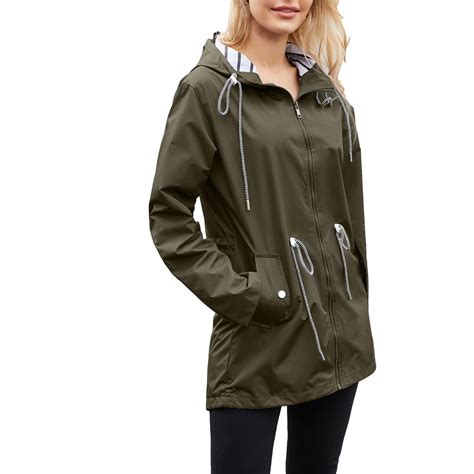 Qeaghou Womens Packable Rain Jacket Lightweight Windbreaker Waterproof