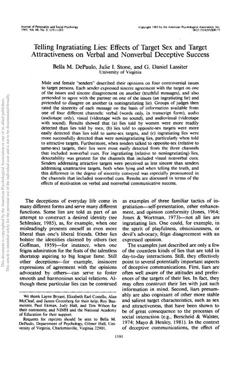 Telling Ingratiating Lies Effects Of Target Sex And Target