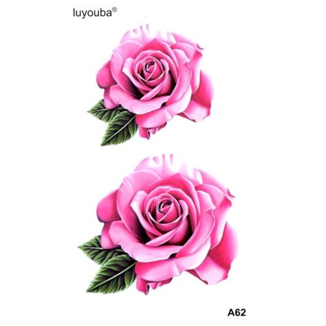 【cw】pink Rose Waterproof Temporary Tattoos Men Flower Temporary Body