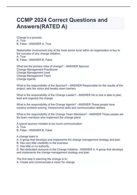 Ccmp 2024 Correct Questions And Answers Rated A Ccmp Stuvia Us