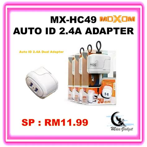 Moxom Mx Hc49 2 4a Fast Charge Adapter Auto Id Dual Output With Led Light Shopee Malaysia