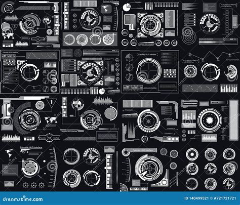 Creative Vector Illustration Of Hud Interface Elements Set